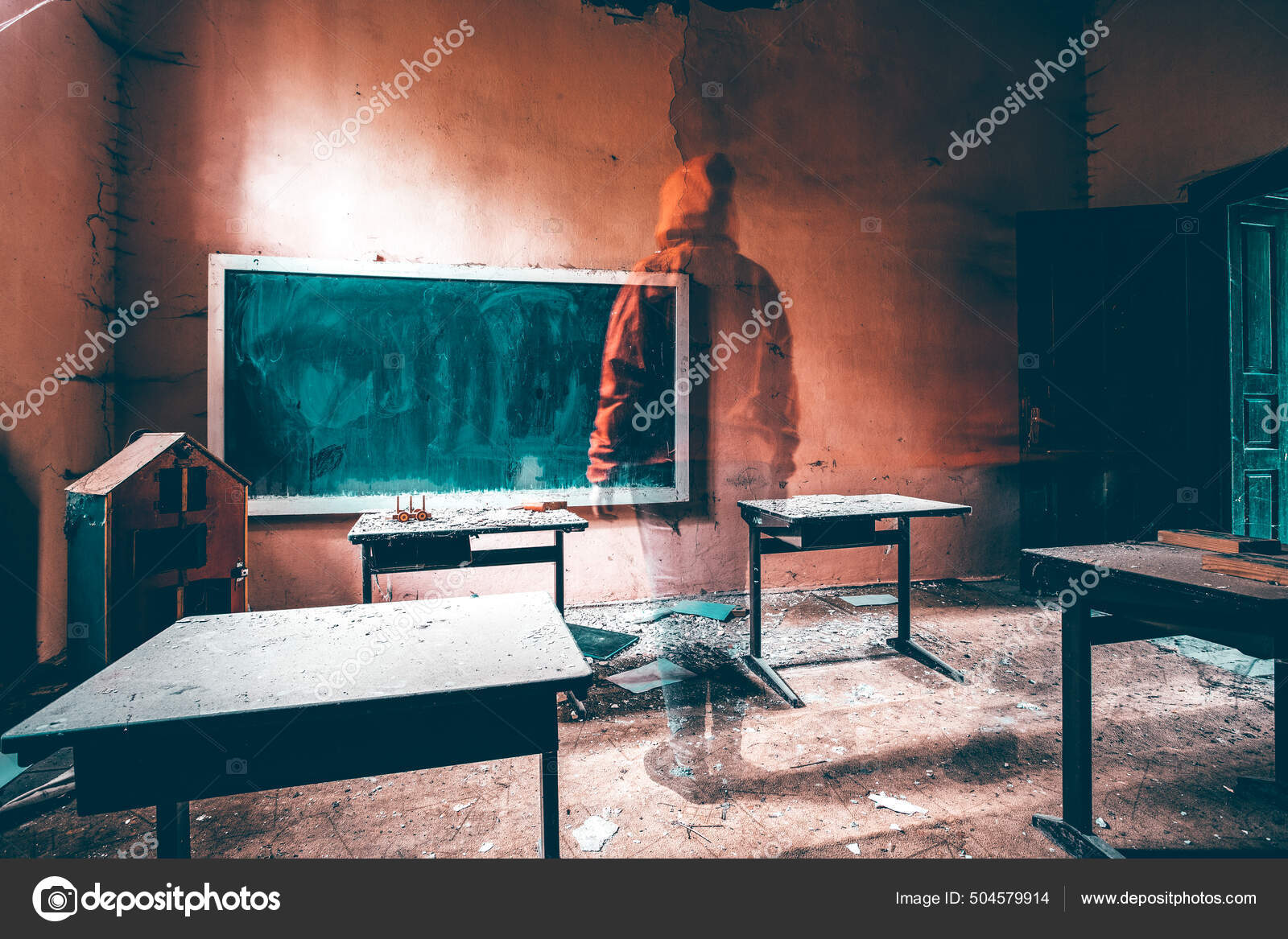 Spooky Ghost Walking Abandoned Classroom — Stock Photo © erika8213 ...