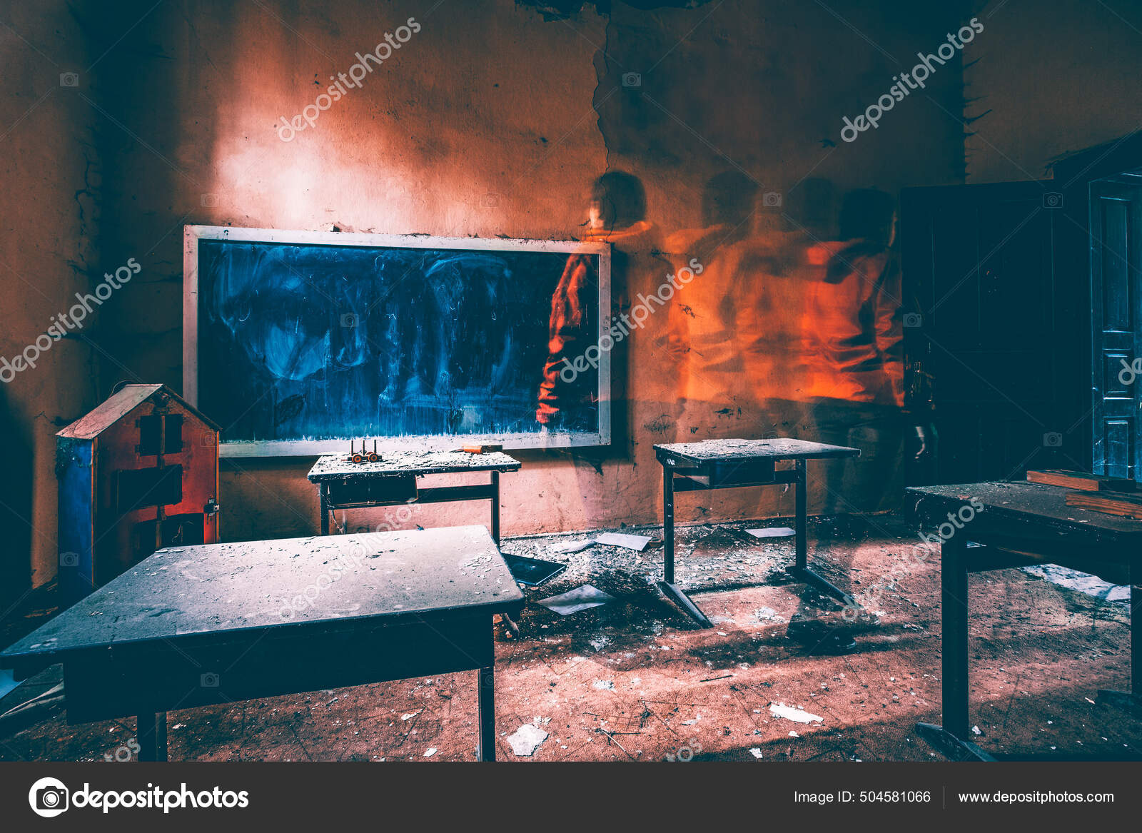 Spooky Ghost Walking Abandoned Classroom Stock Photo by ©erika8213 ...