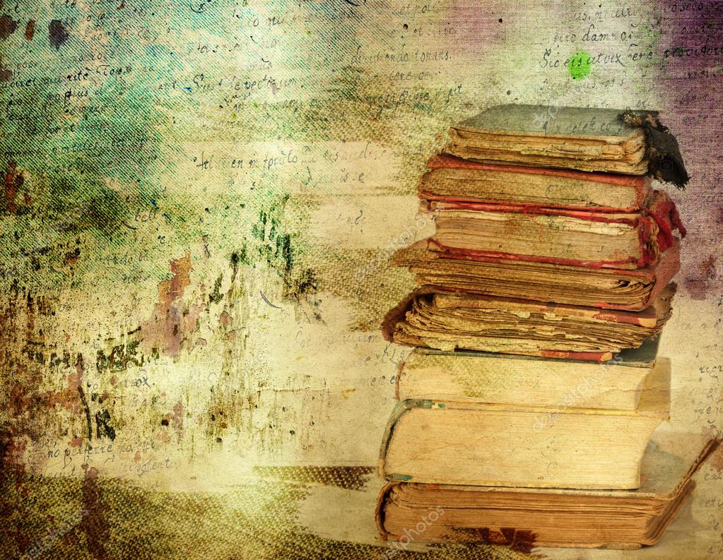 Fondo De Libros Antiguos Libros Viejos En Repisa. Fondo Antiguo Foto