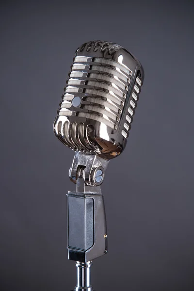 Vintage microphone on green background. Retro style. — Stock Photo ...