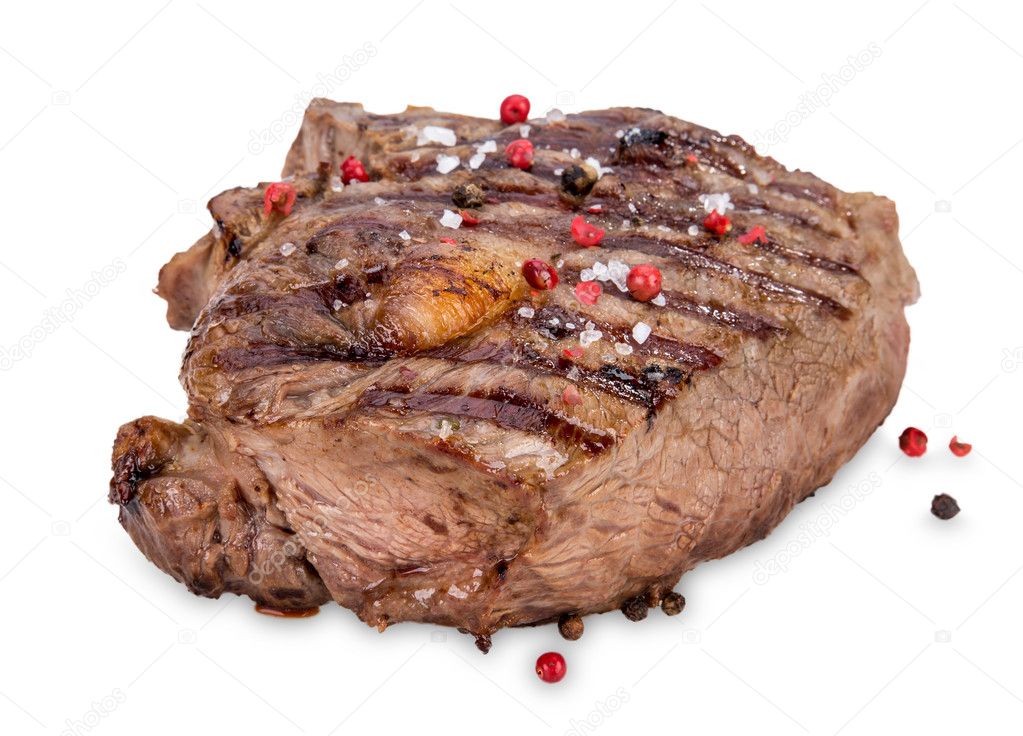 Beef steak on white background Stock Photo by ©Kesu01 54536481