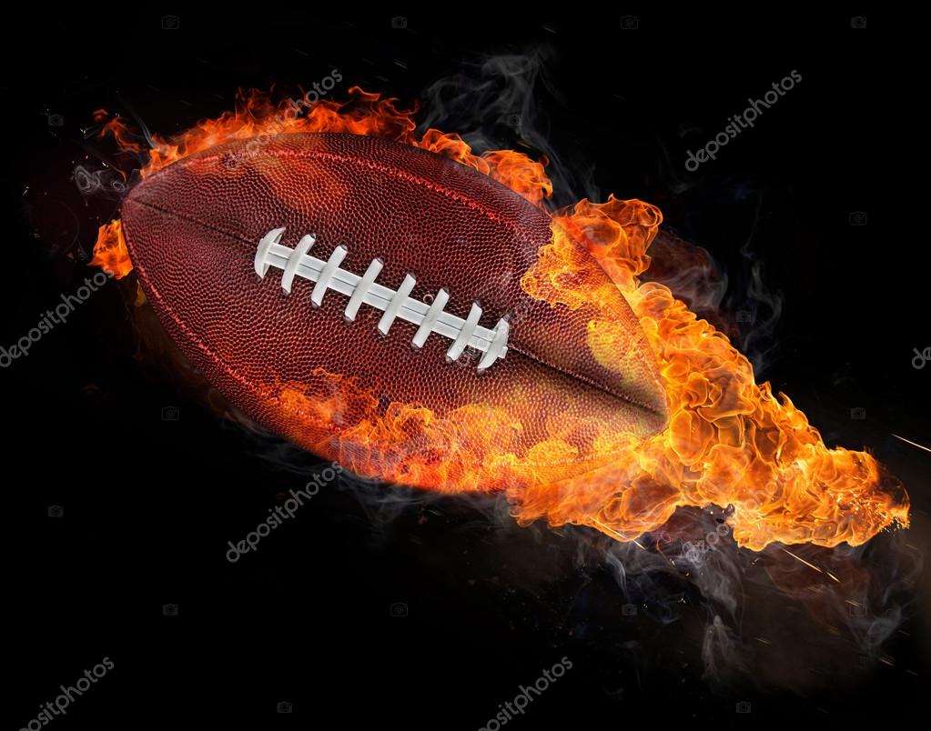 Flying rugby ball with fire flames — Stock Photo © Kesu01 #58939871