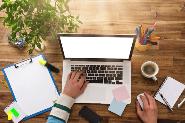 Office workplace with wooden desk. — Stock Photo © Kesu01 #61968165