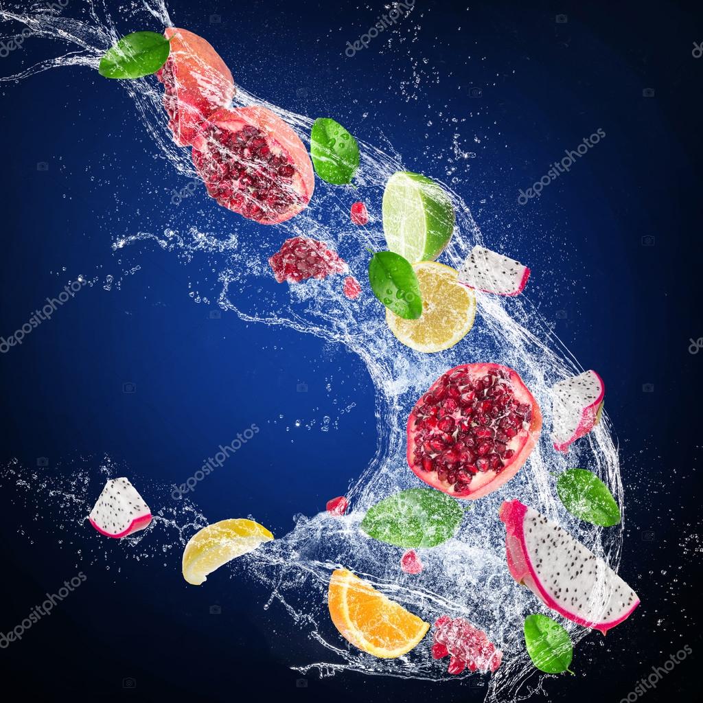 Fresh fruit with water splash Stock Photo by ©Kesu01 73064013