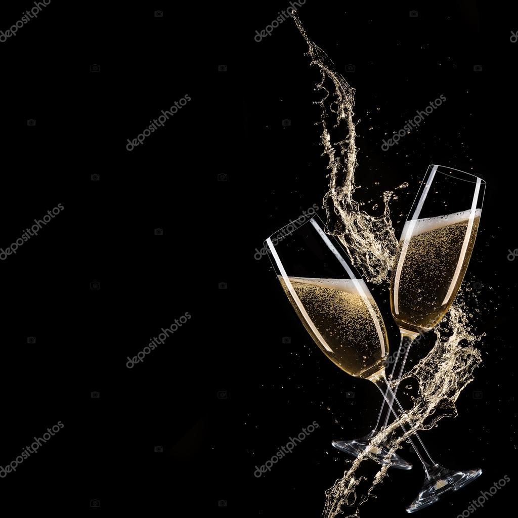 Glasses of champagne with splash — Stock Photo © Kesu01 #92322700 Glasses of champagne with splash — Stock Photo © Kesu01 #92322700