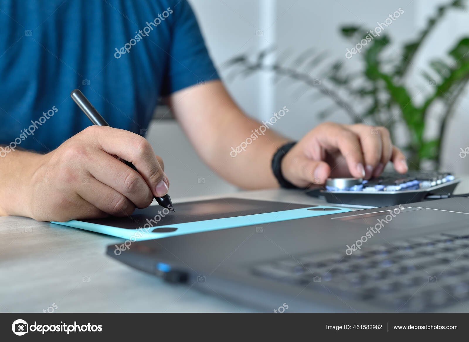 Graphic Designer Using Digital Control Wheel Keyboard Graphic Digital ...