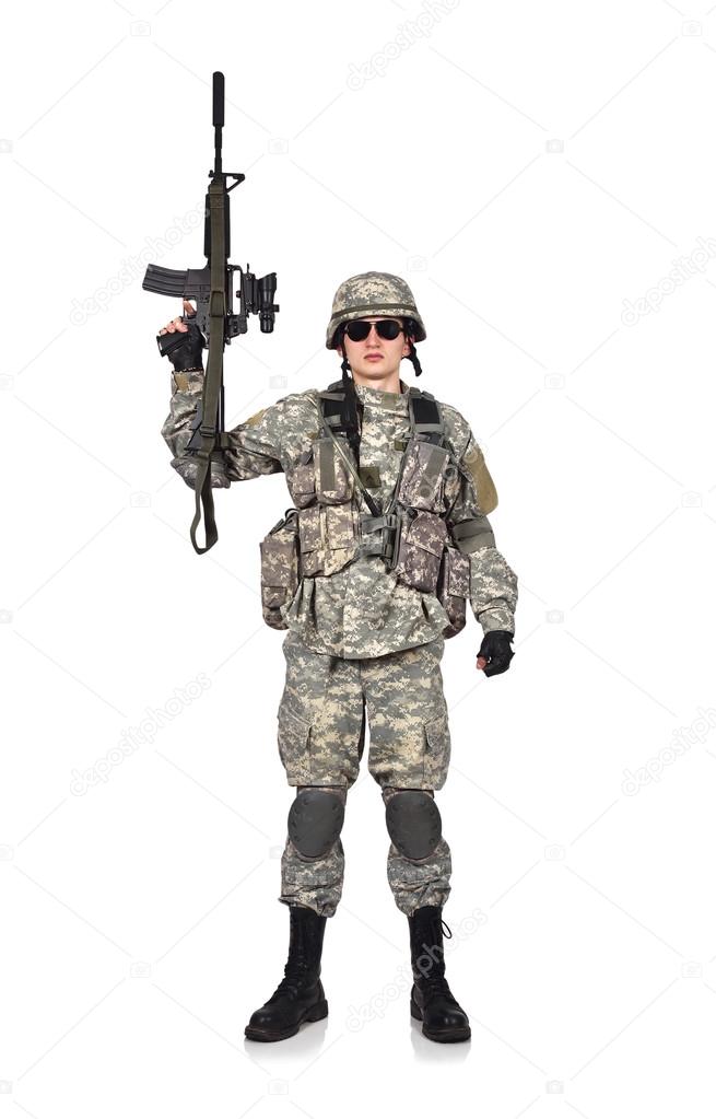 Soldier raised his rifle up — Stock Photo © vetkit #70647481