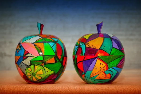 Contemporary art - decorative apples, hand-painted colors - Stock Image ...