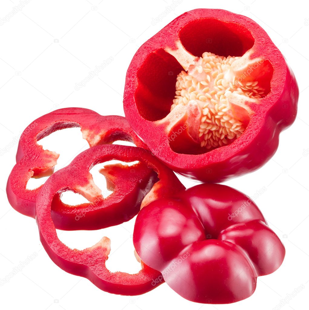 Paprika slices isolated on white background. Stock Photo by ©Valentyn ...