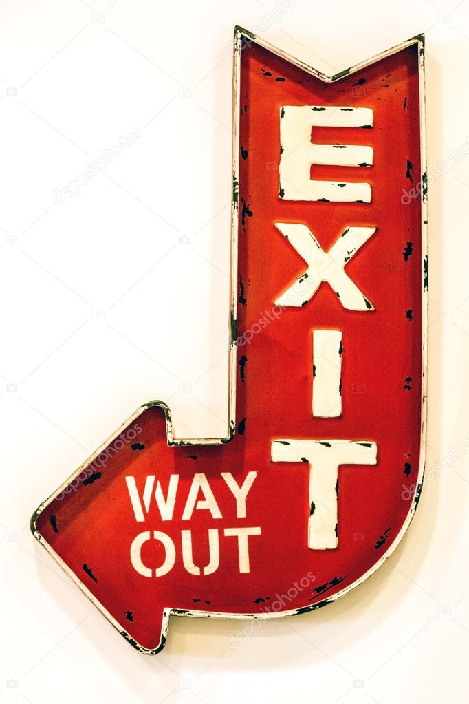 Exit sign. Red arrow sign on the white background. Stock Photo by ...