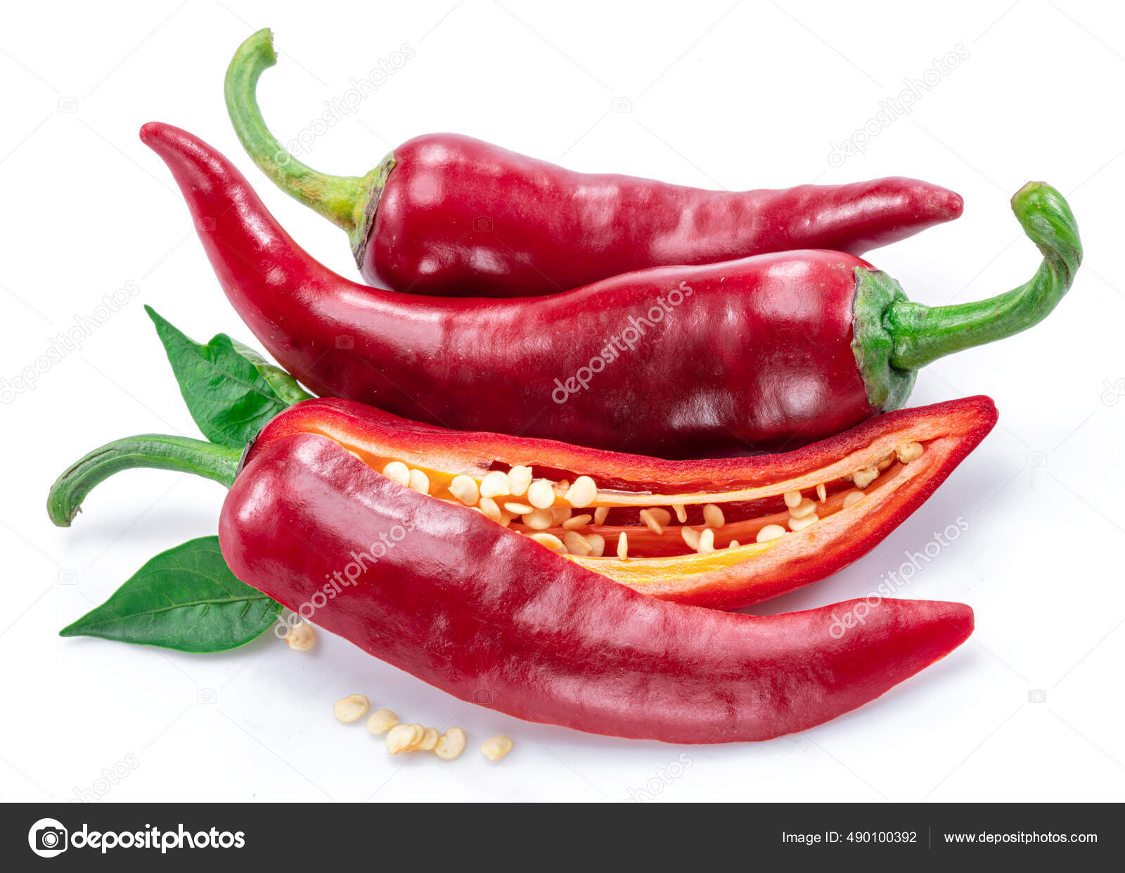 Fresh Red Chilli Pepper Cross Sections Chilli Pepper Seeds Isolated ...