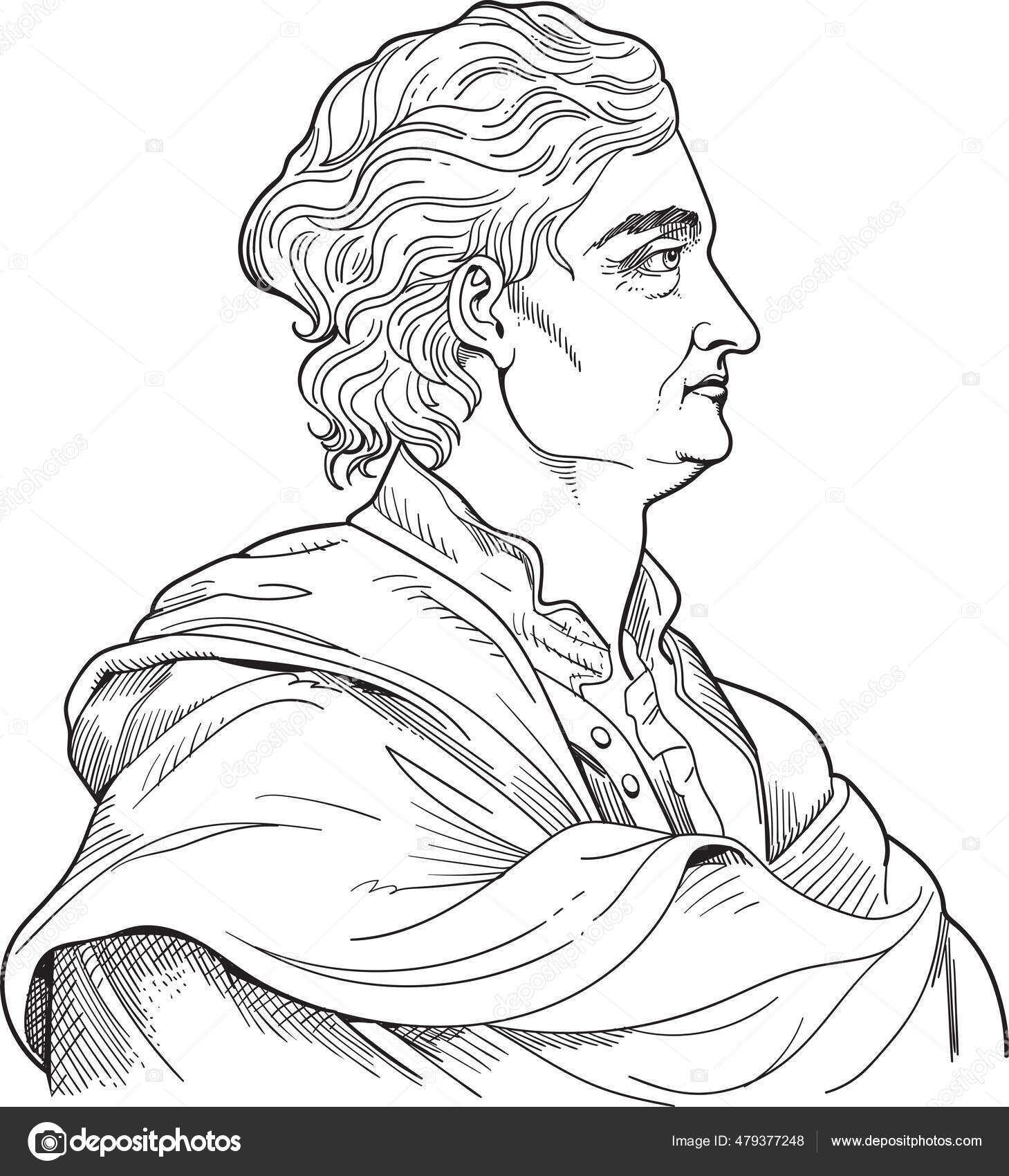 Potret Gaya Seni Isaac Newton Vektor Vektor Stok oleh ©fogbird 479377248