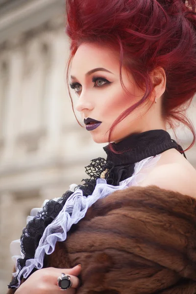 Goth red hair | Sexy woman with gothic makeup and red hair — Stock ...
