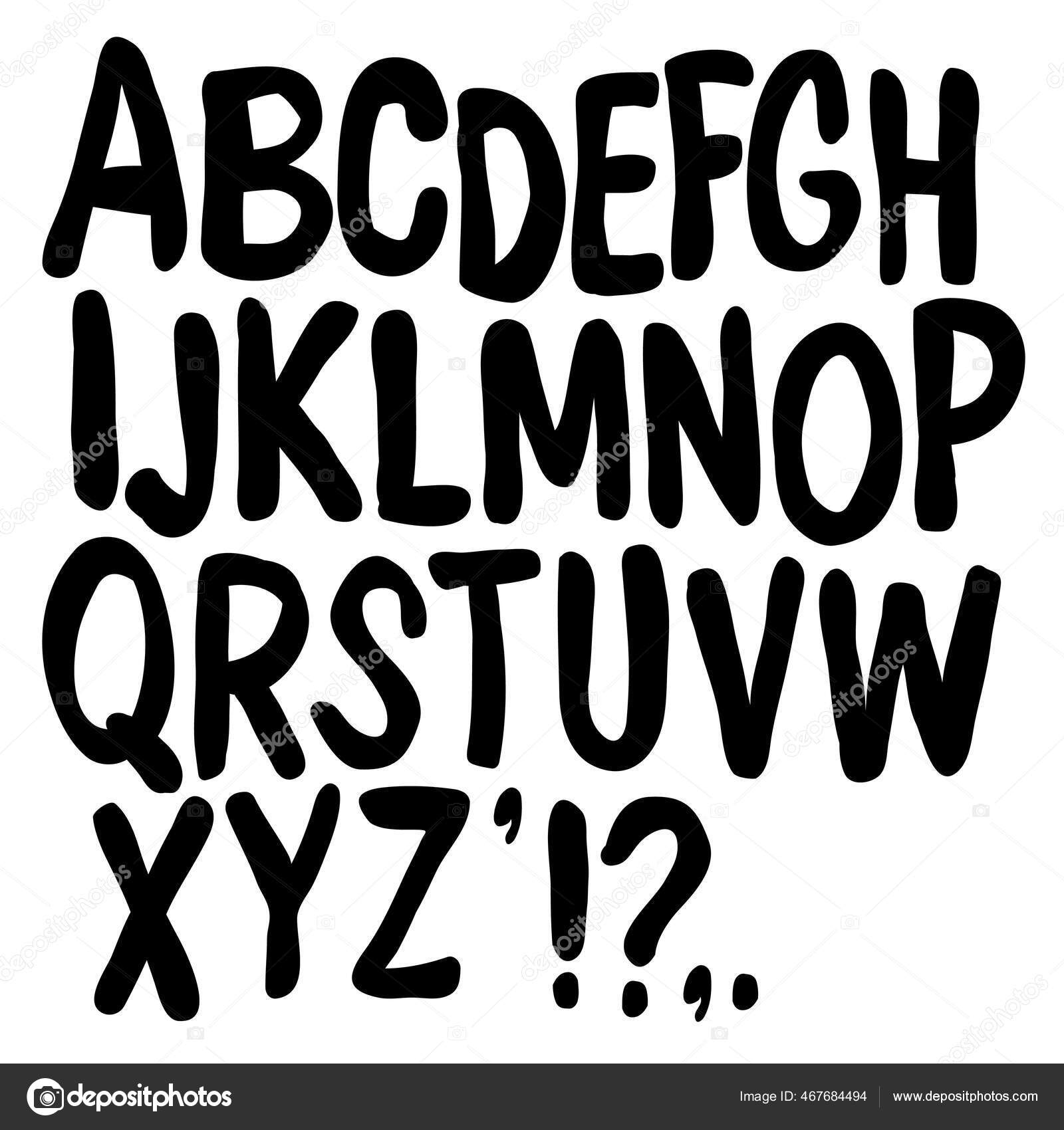 Hand Drawn Cartoon Typography Design Vector Alphabet Funny Narrow Comic ...