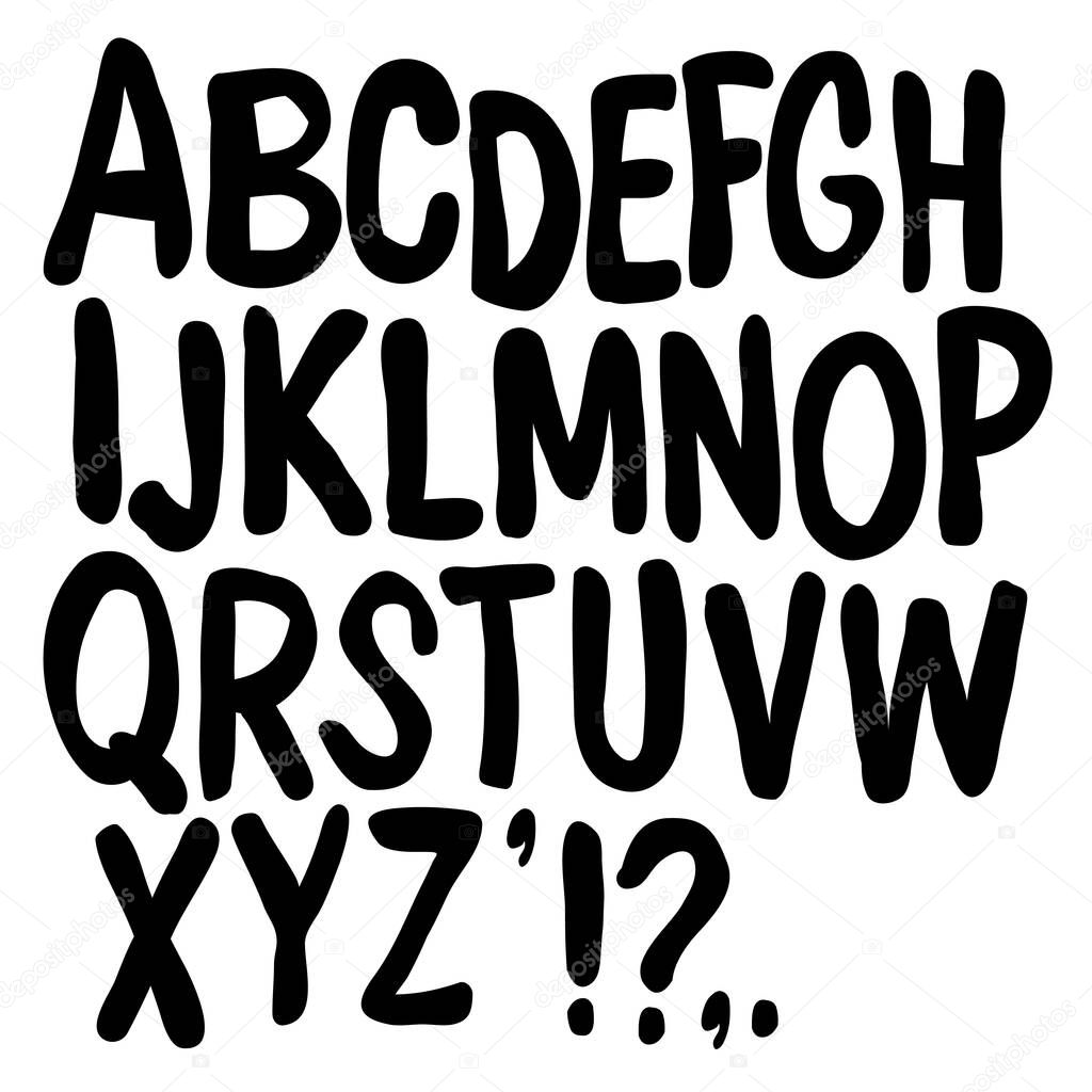 Dibujado a mano tipograf a de dibujos animados vector de dise o. Alfabeto Divertido Estrecho C ...