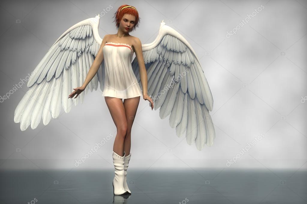Female white angel with wings Stock Photo by ©KostPhoto 73009885