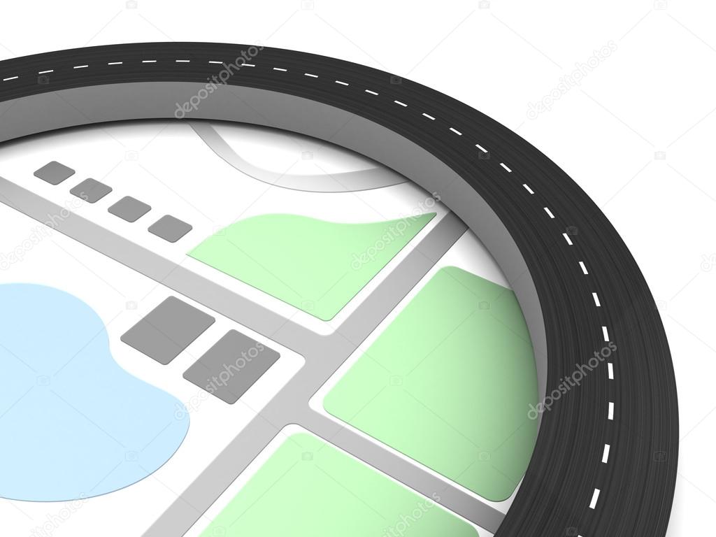 Asphalt road around map Stock Photo by ©mmaxer 82817696