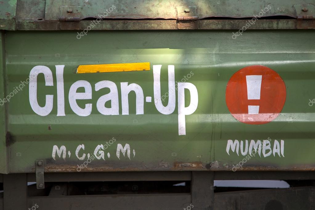 Clean up sign on a truck in Mumbai — Stock Photo © boggy22 #113021026