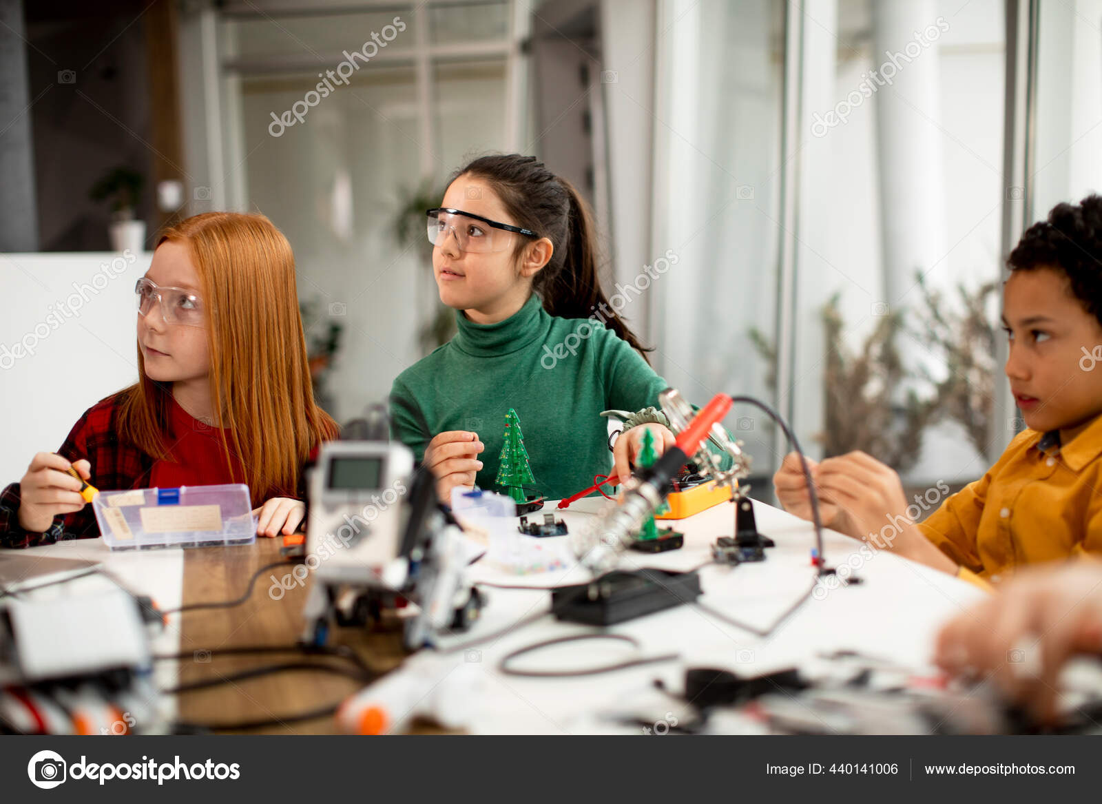 Group Happy Kids Programming Electric Toys Robots Robotics Classroom ...