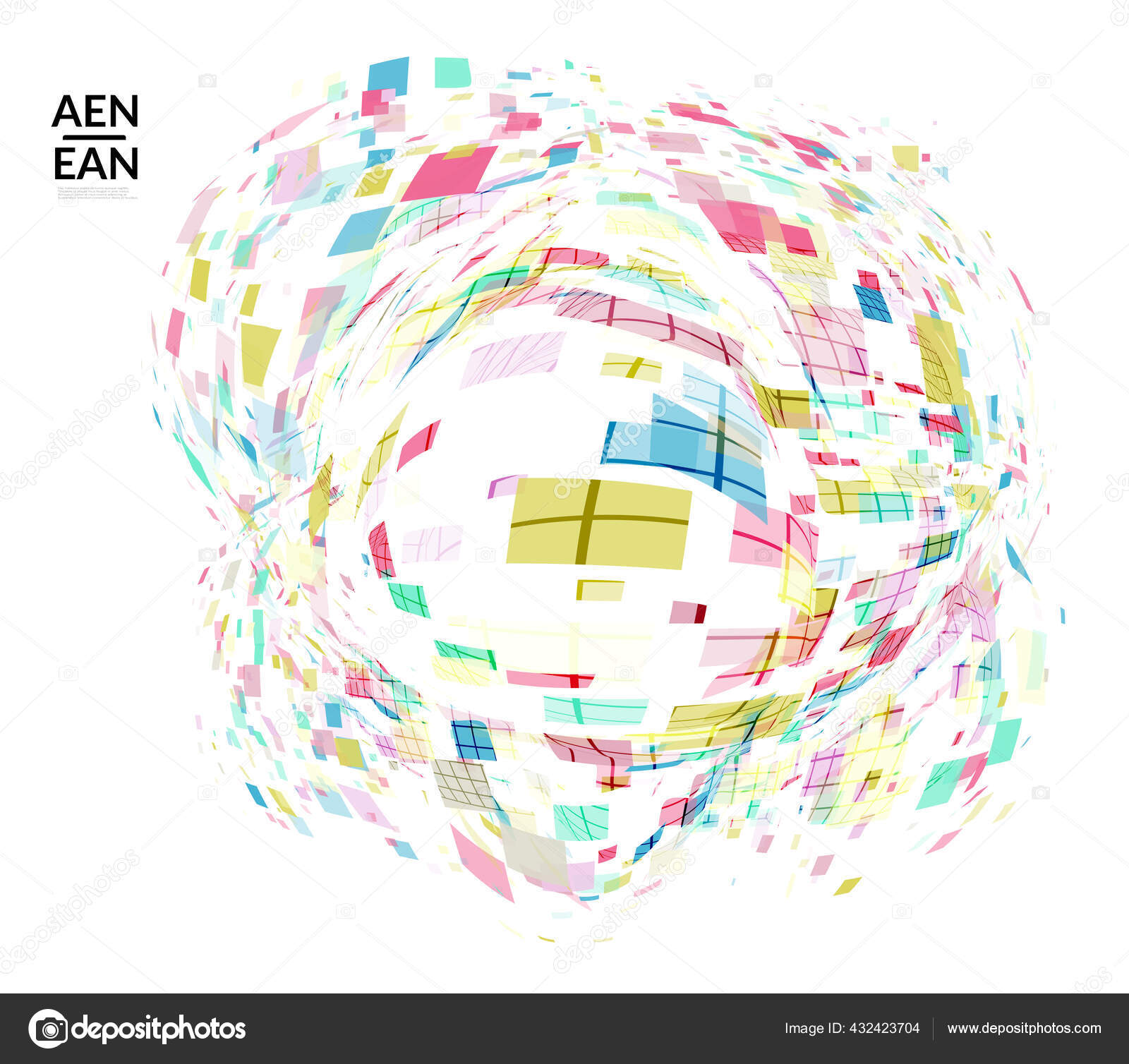 Square Pixel Multicolored Mosaic White Transparent Overlapping ...