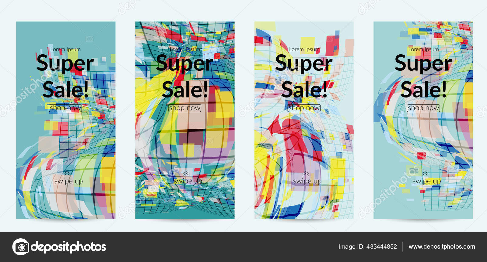 Square Pixel Mosaic Distorted Shape Transparent Overlapping Squatters ...