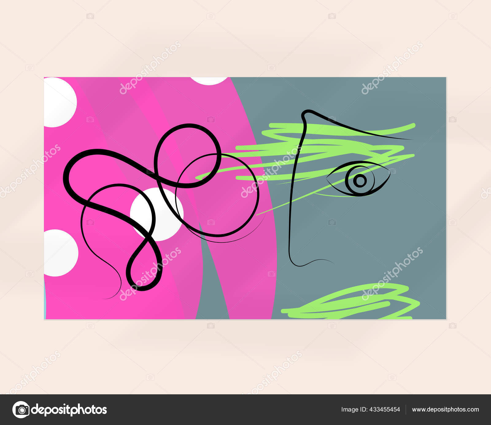 Continuous Linear Abstract Face Drawing Abstract Background ...
