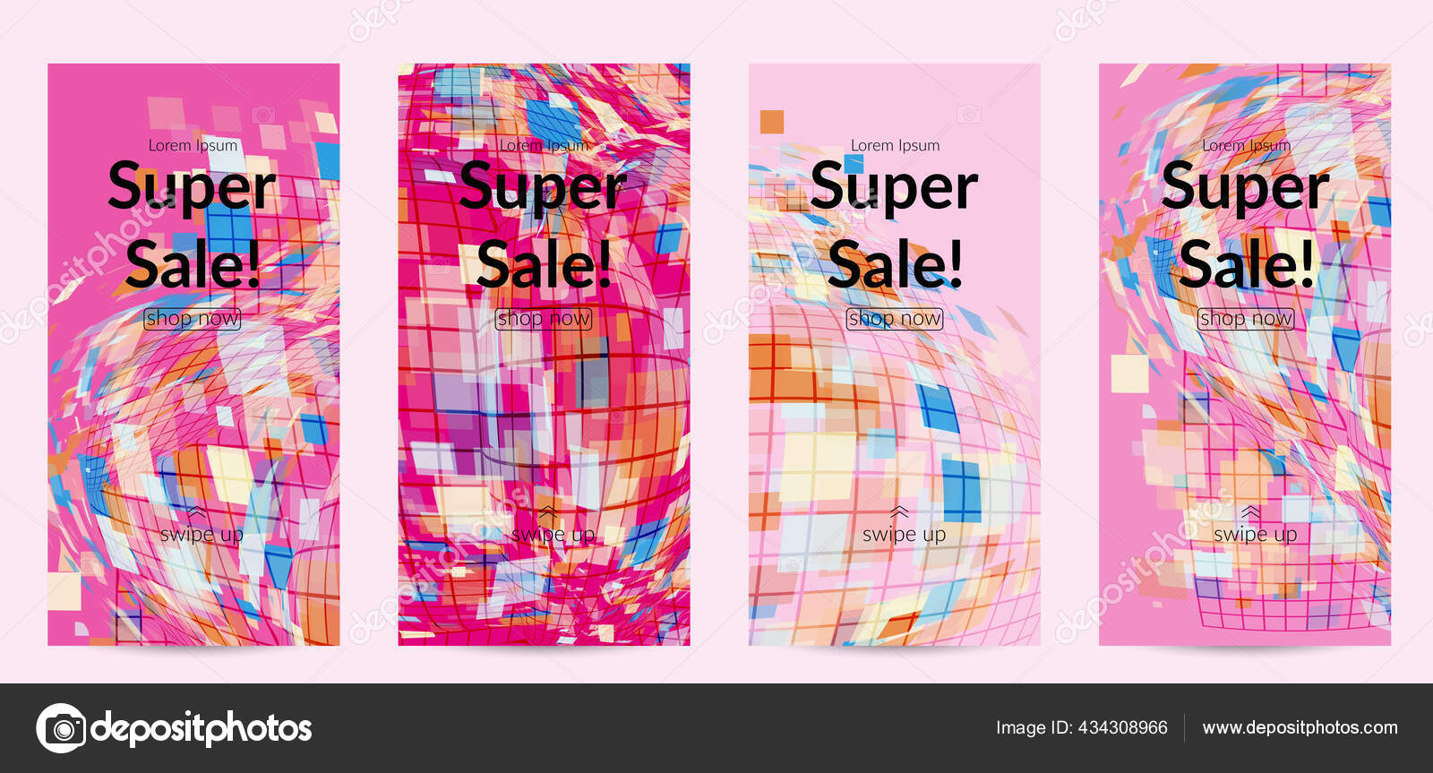 Square Pixel Mosaic Distorted Shape Transparent Overlapping Squatters ...