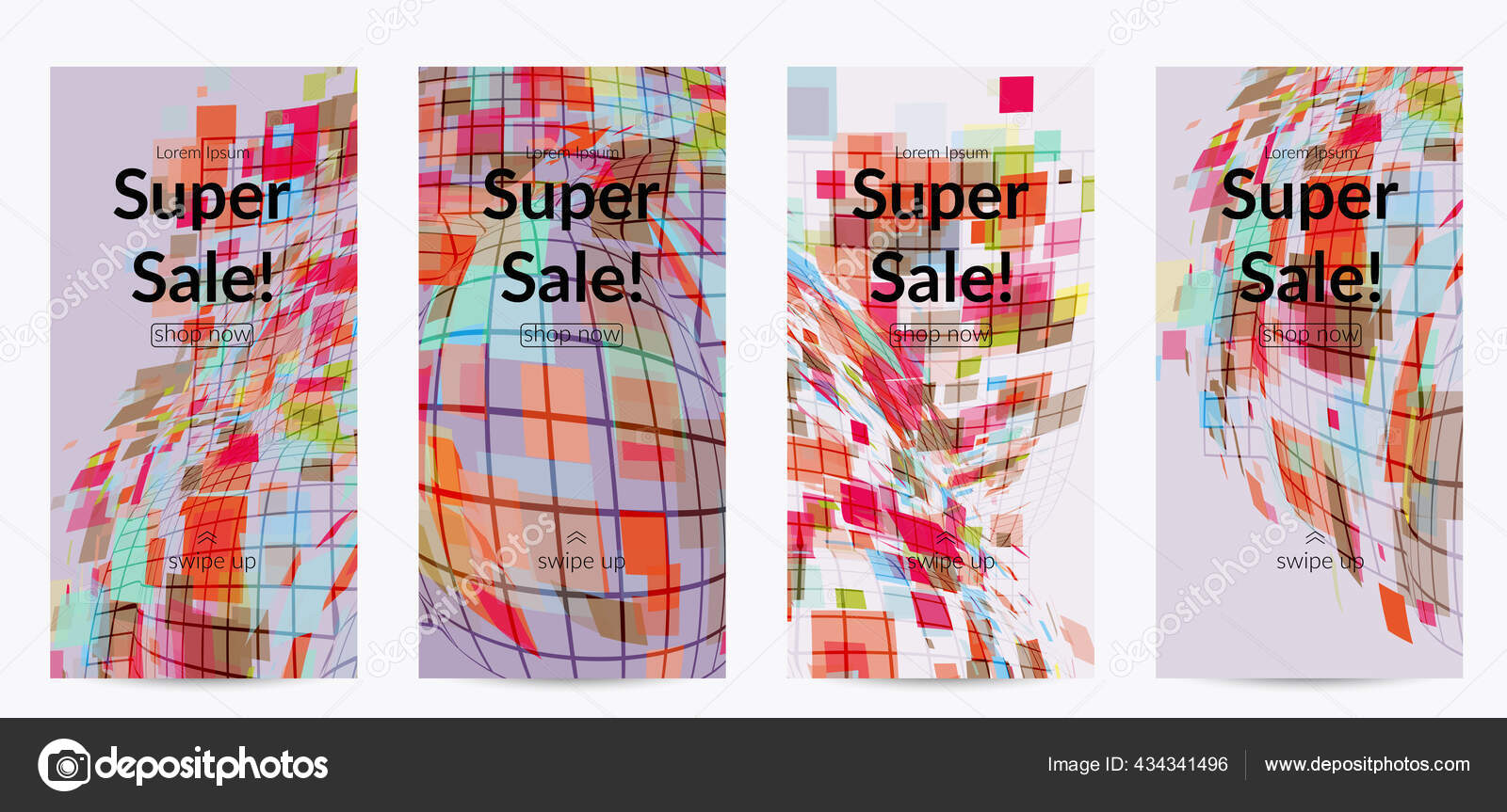 Square Pixel Mosaic Distorted Shape Transparent Overlapping Squatters ...