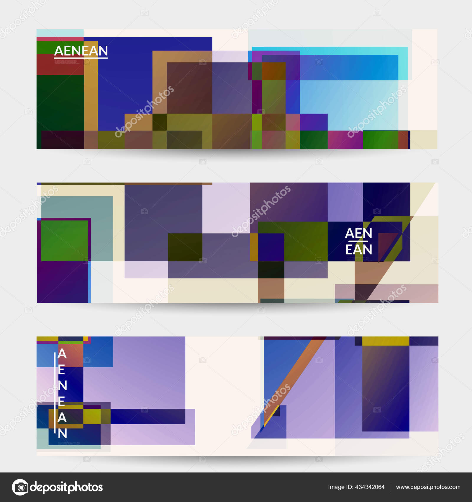 Abstract Vector Banner Template Large Vibrant Colored Overlapping ...