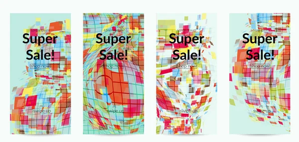 Square Pixel Mosaic Distorted Shape Transparent Overlapping Squatters ...