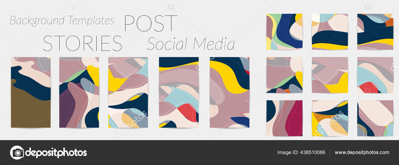 Social Media Booster Background Set Art Terrazzo Pattern Wavy Shapes ...
