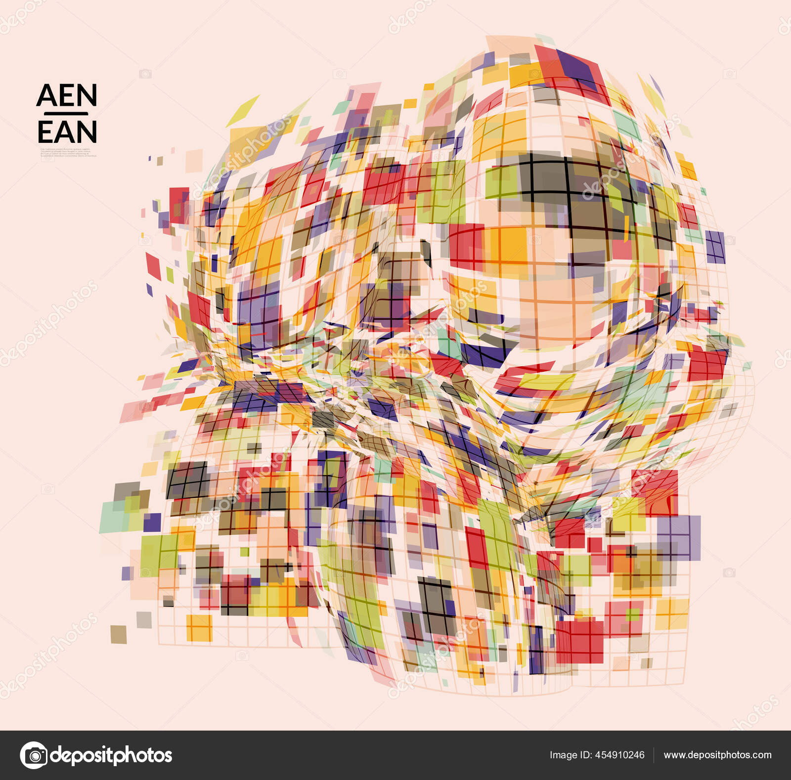 Square Pixel Mosaic Distorted Shape Transparent Overlapping Squatters ...