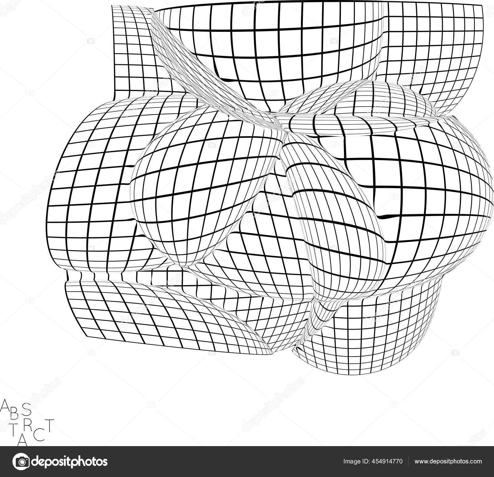 Abstract Futuristic Shape Visual Distortion Effect Wire Frame Model ...