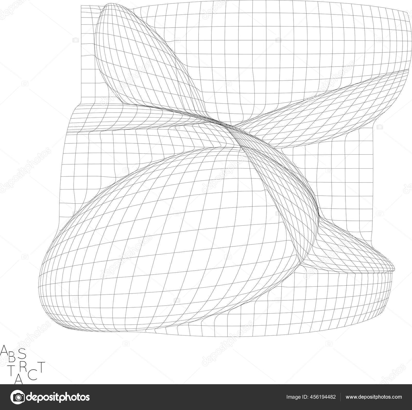 Abstract Industrial Object Optical Futuristic Art Warped Wire Frame ...