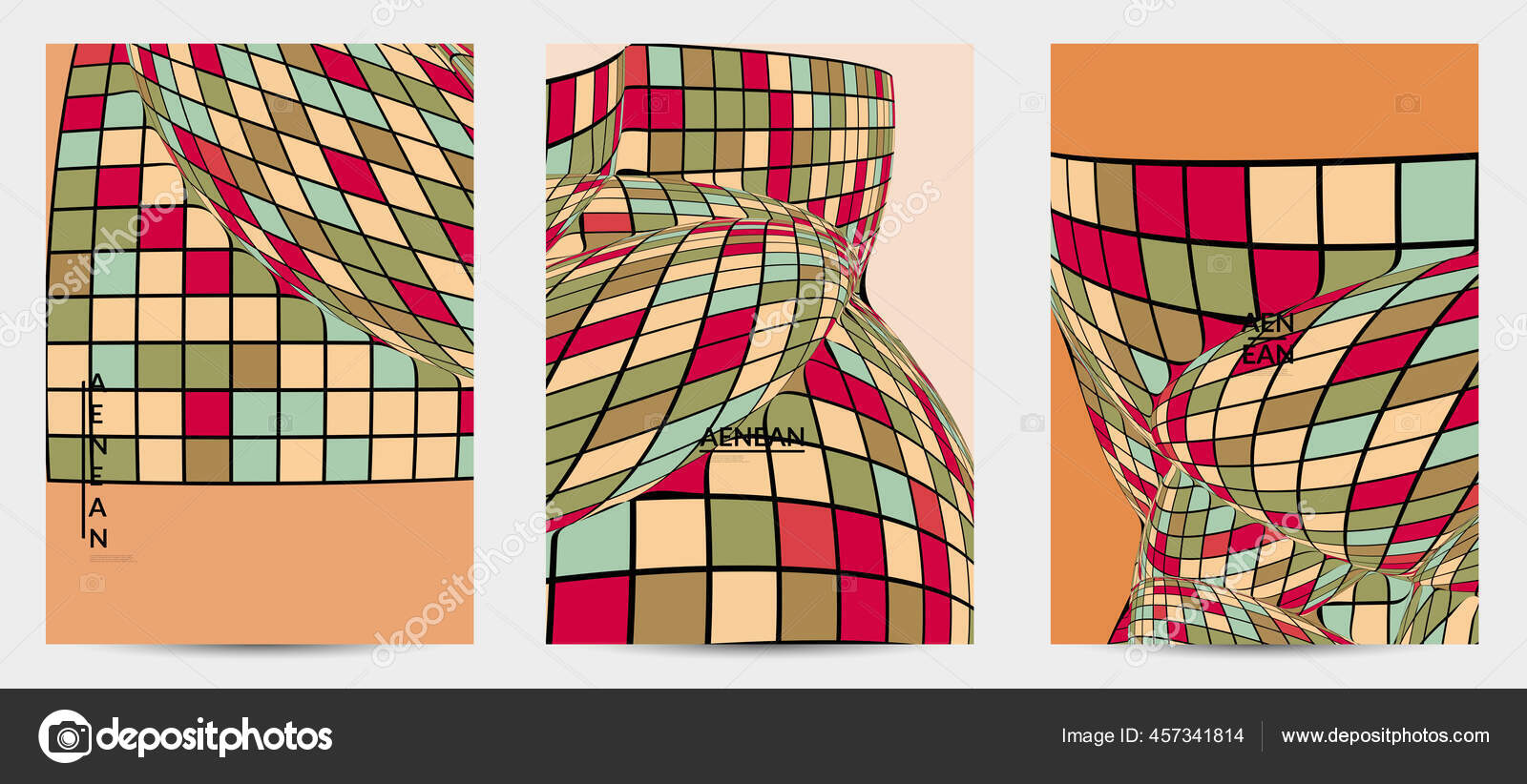 Square Pixel Mosaic Distorted Shape Black Wire Frame Flat Retro Stock ...