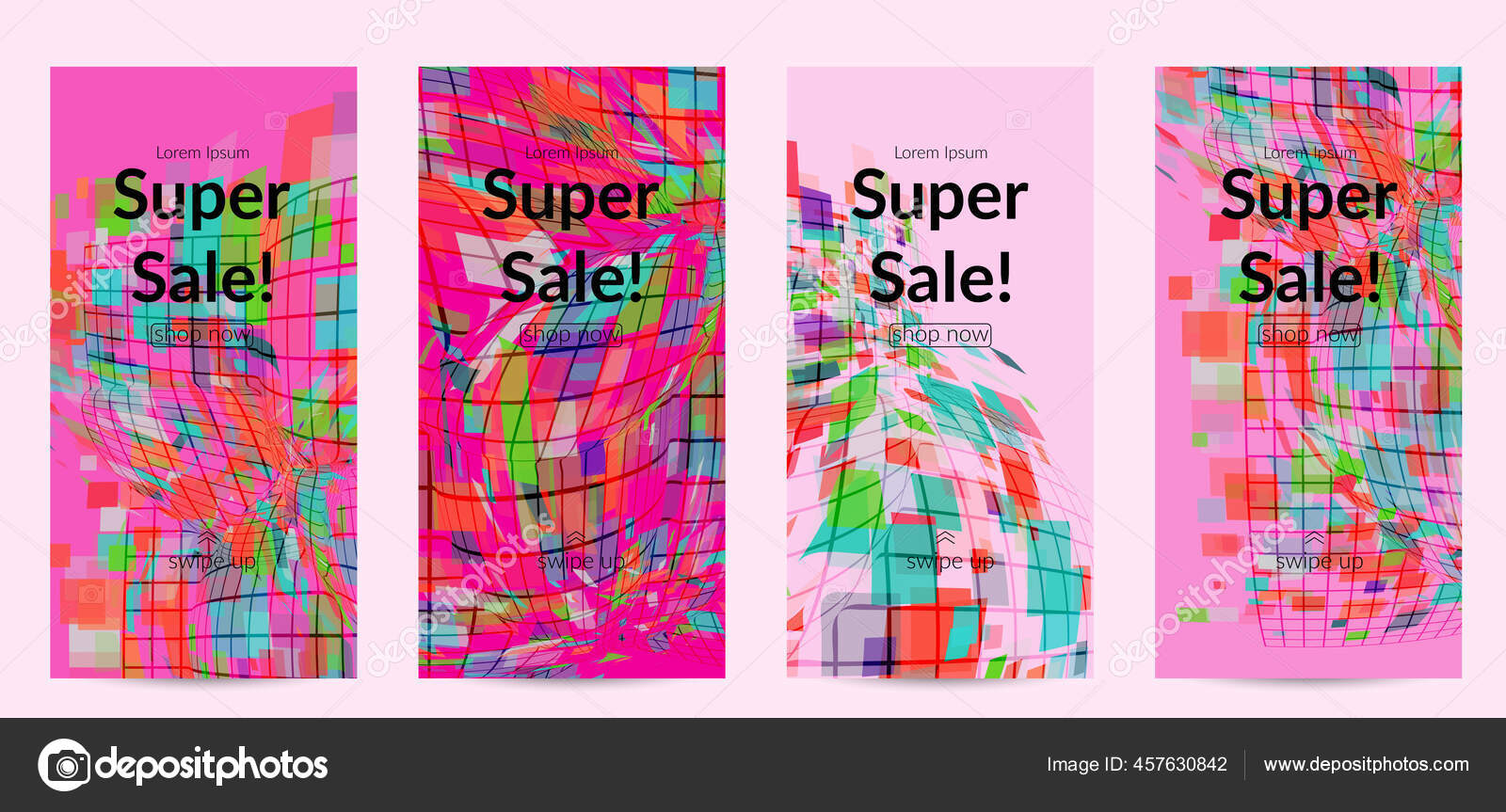 Square Pixel Mosaic Distorted Shape Transparent Overlapping Squatters ...