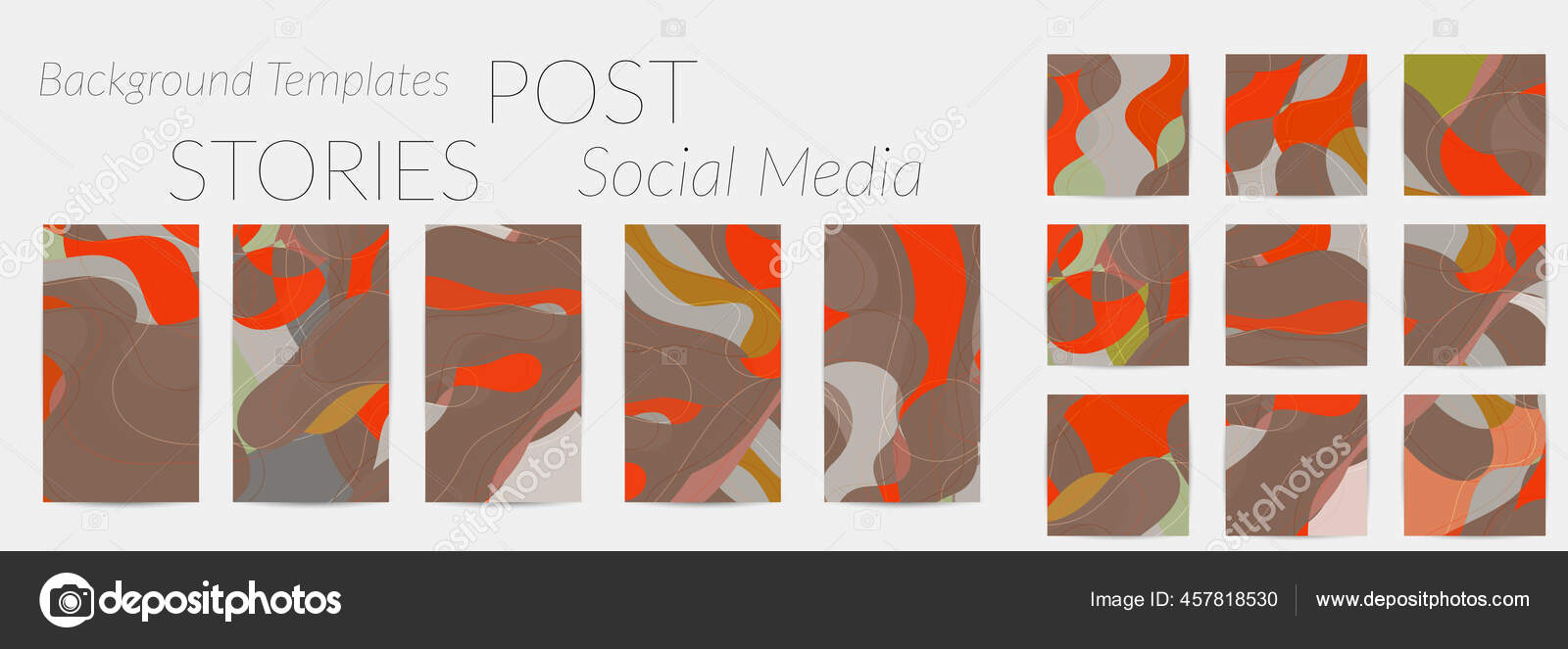 Social Media Booster Background Set Art Terrazzo Pattern Wavy Shapes ...