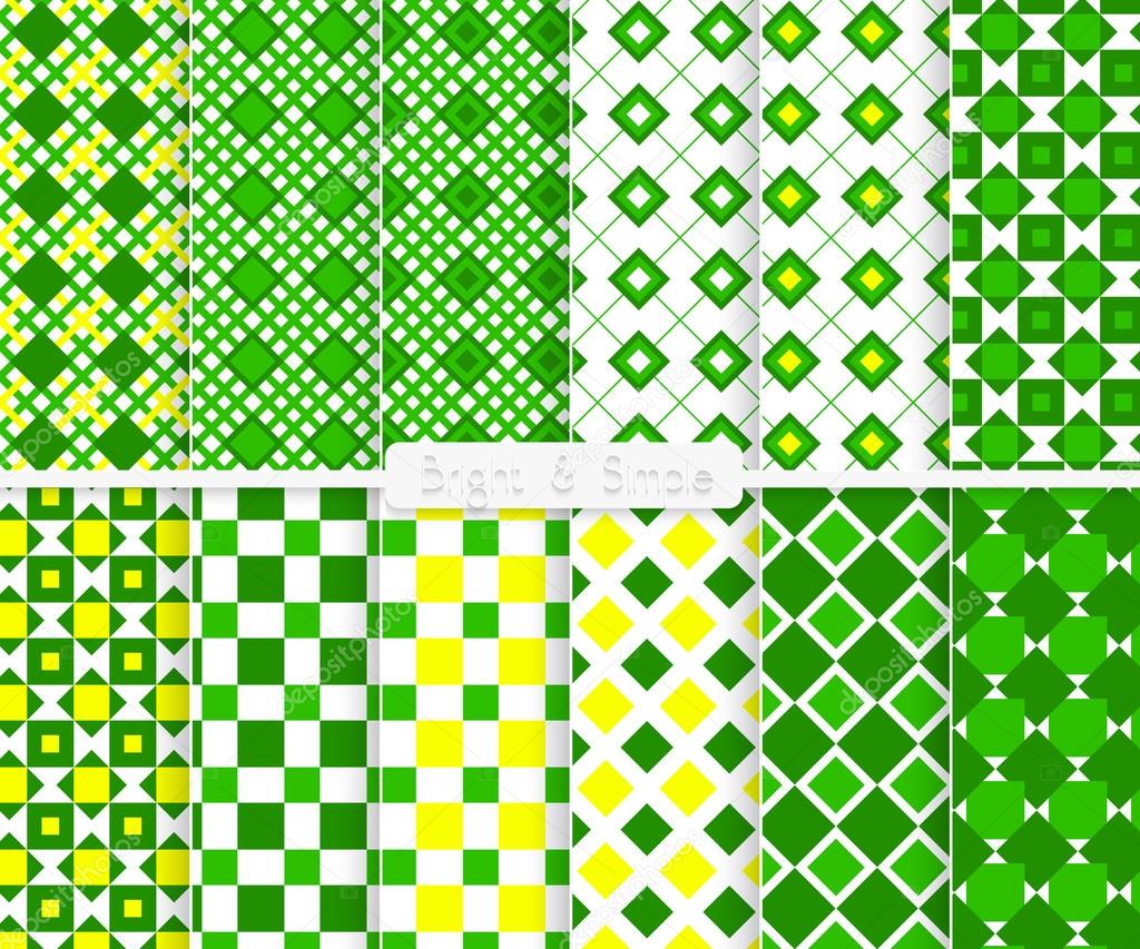Bright and simple green and yellow small squares pattern set Stock ...
