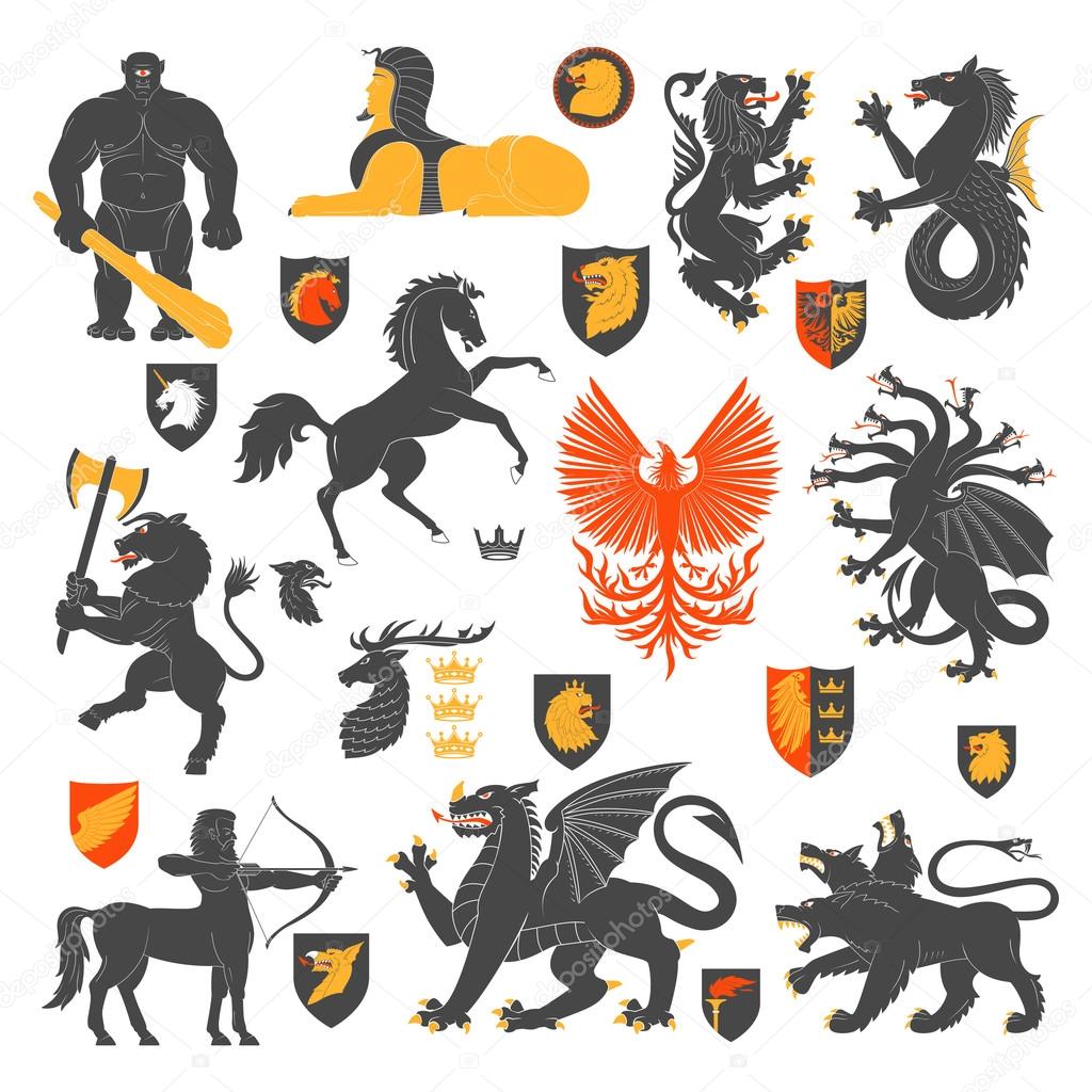 Heraldic Animals And Elements 2 — Stock Vector © Genestro #122807670 Heraldic Animals And Elements 2 — Stock Vector © Genestro #122807670