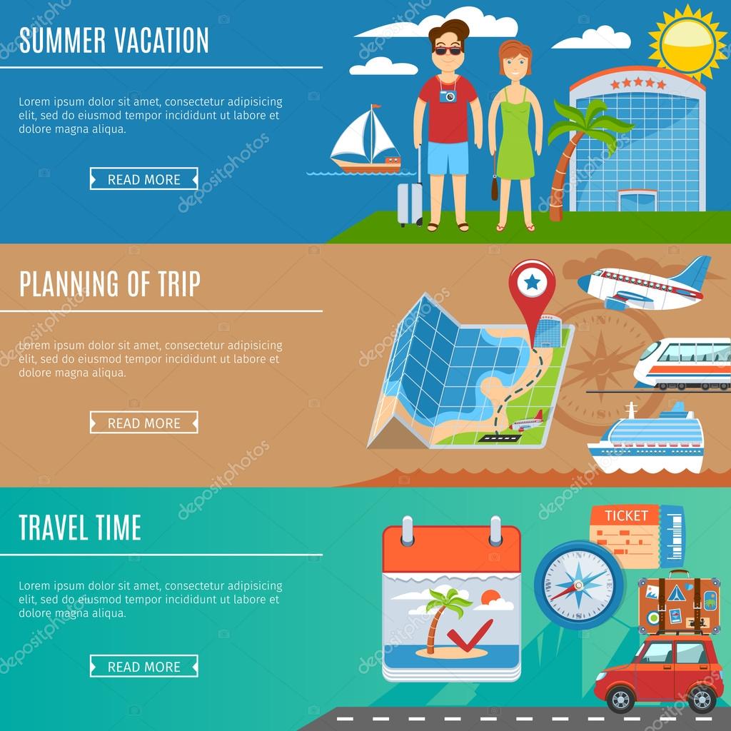 Vacation And Travel Flat Banners Set Stock Vector by ©Genestro 99332796