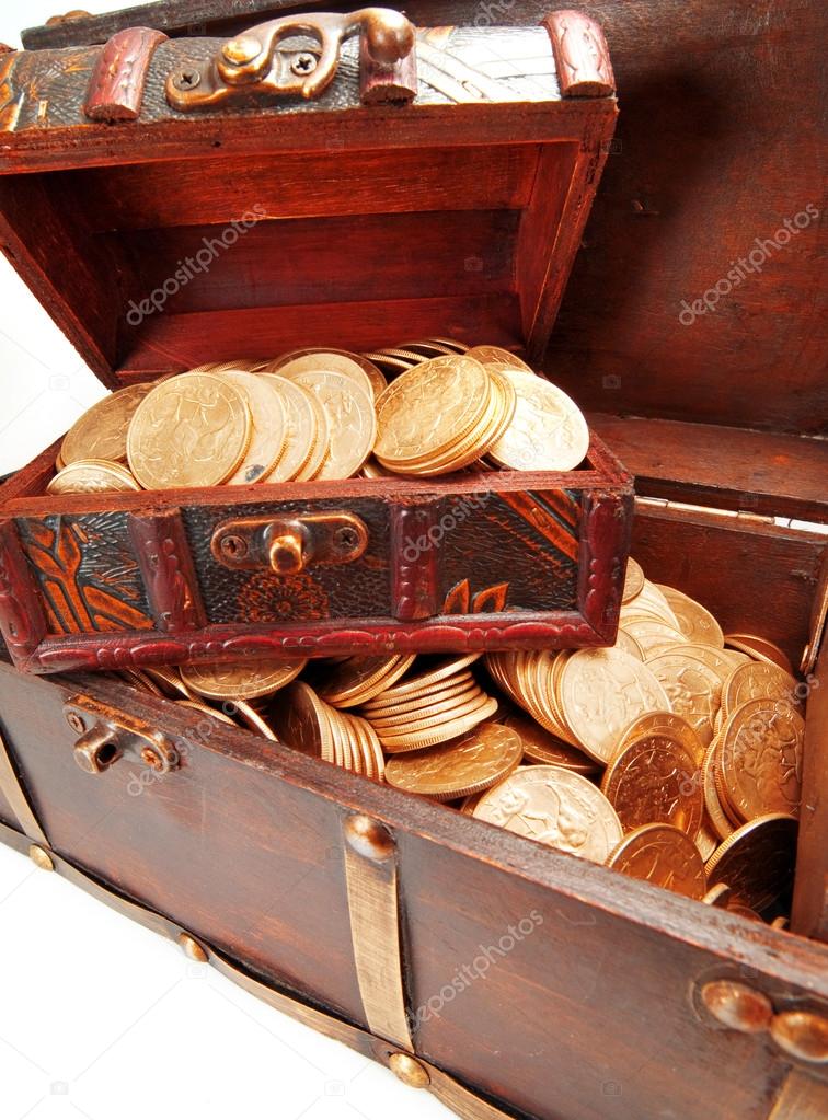 Treasure chests with gold coins Stock Photo by ©ivanmateev 62119285
