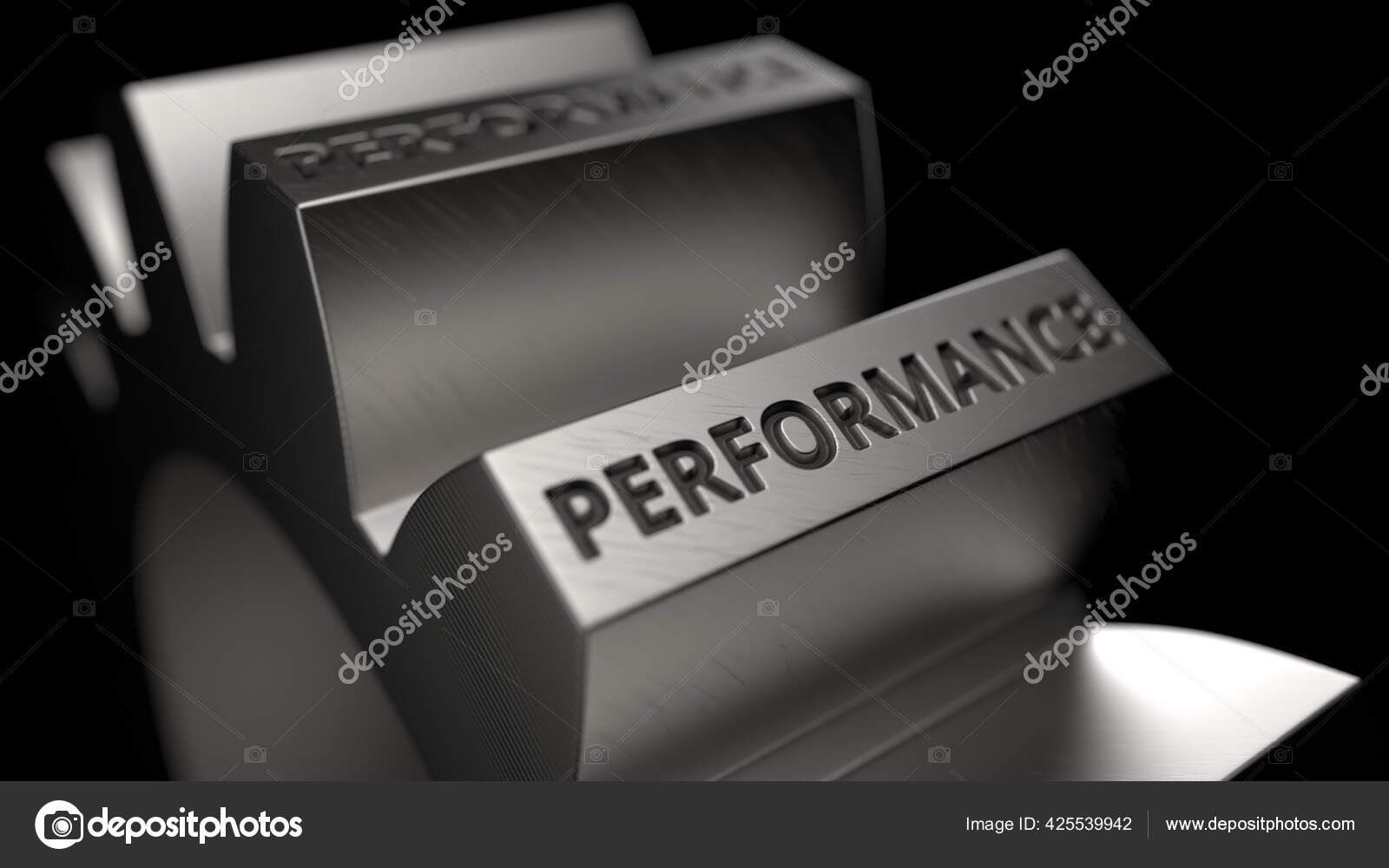 Cogwheel with debossed PERFORMANCE text. 3D rendering — Stock Photo ...