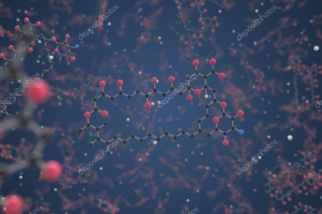 Molécula de anfotericina. Modelo molecular de bola y palo. Química ...
