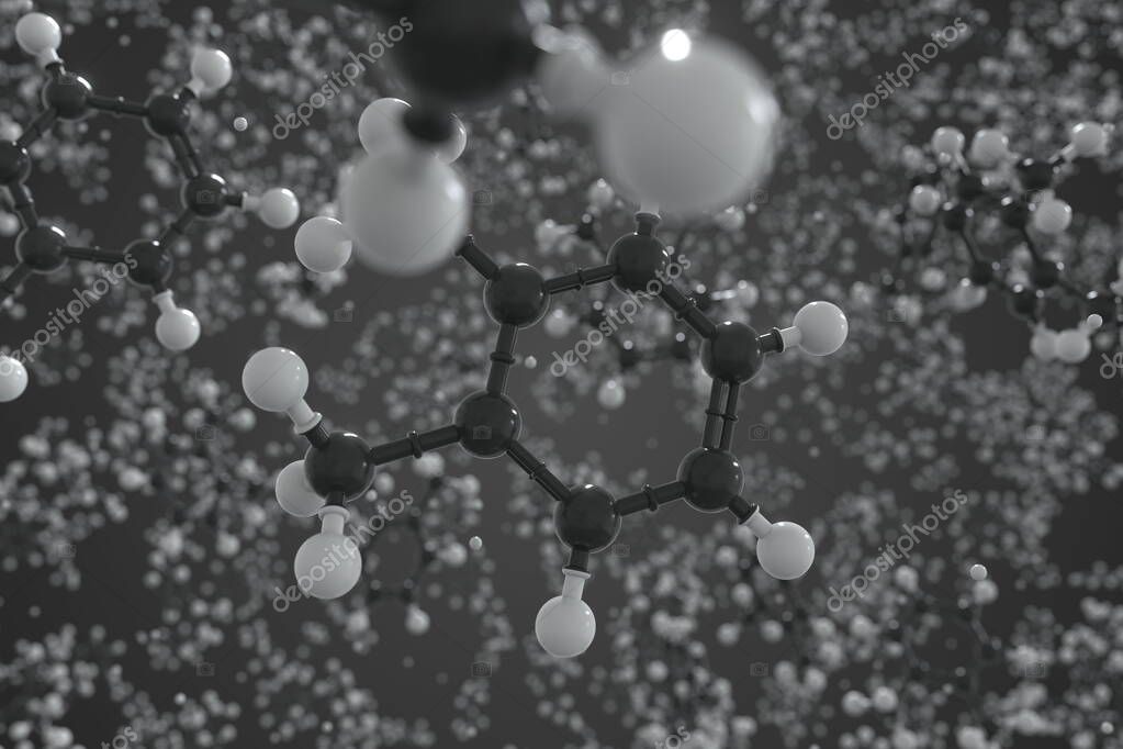 Molécula de xileno hecha con bolas, modelo molecular conceptual ...