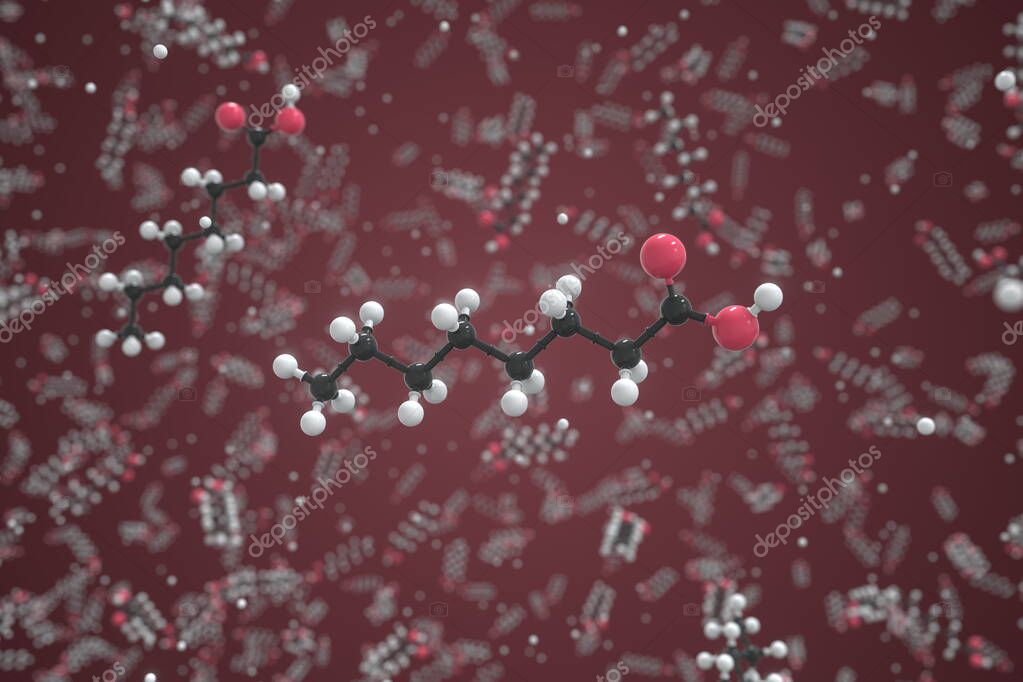 Molécula de ácido octanoico hecha con bolas, modelo molecular ...
