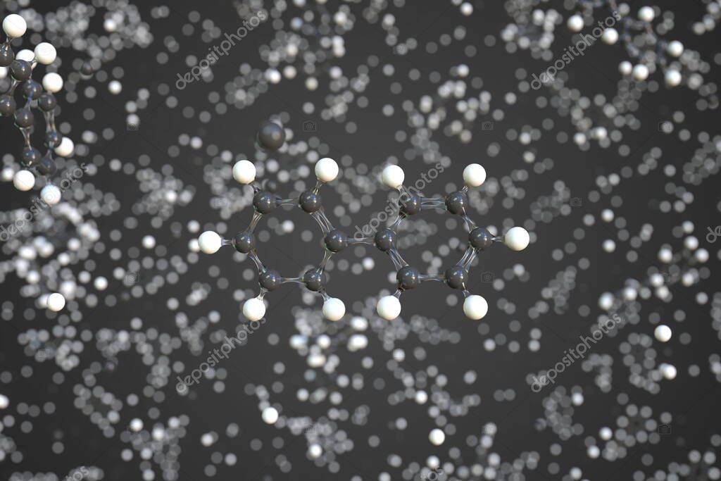 Molécula de bifenilo, modelo molecular conceptual. Renderización ...