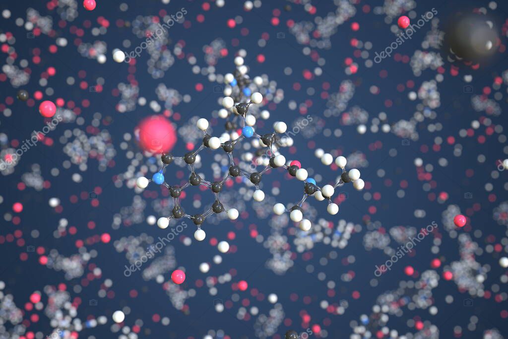 Molécula de LSD, modelo molecular conceptual. Renderización científica ... Molécula de LSD, modelo molecular conceptual. Renderización científica ...