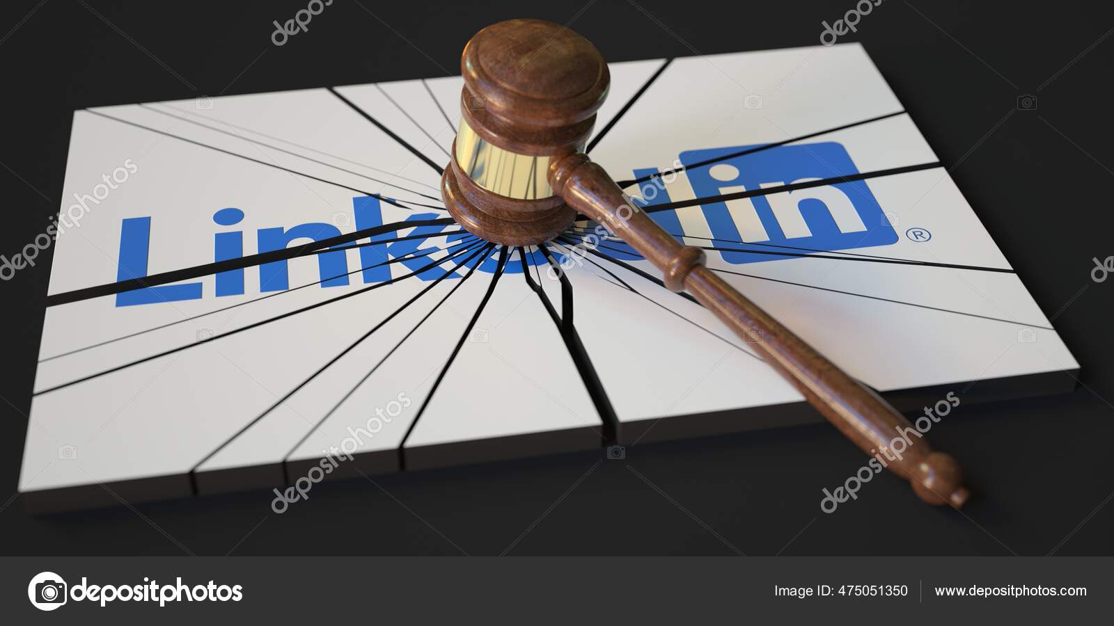 Logo of LINKEDIN hit by judges gavel. Court related editorial 3d rendering — Stock Editorial ...