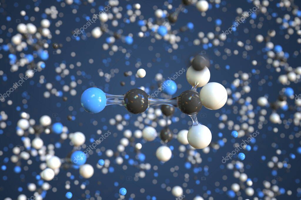 Molécula de acetonitrilo, modelo molecular conceptual. Renderizado 3D ... Molécula de acetonitrilo, modelo molecular conceptual. Renderizado 3D ...