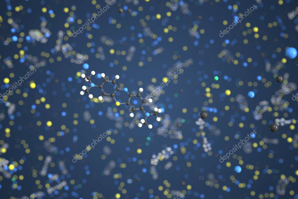 Molécula azul de metileno hecha con bolas, modelo molecular científico ...